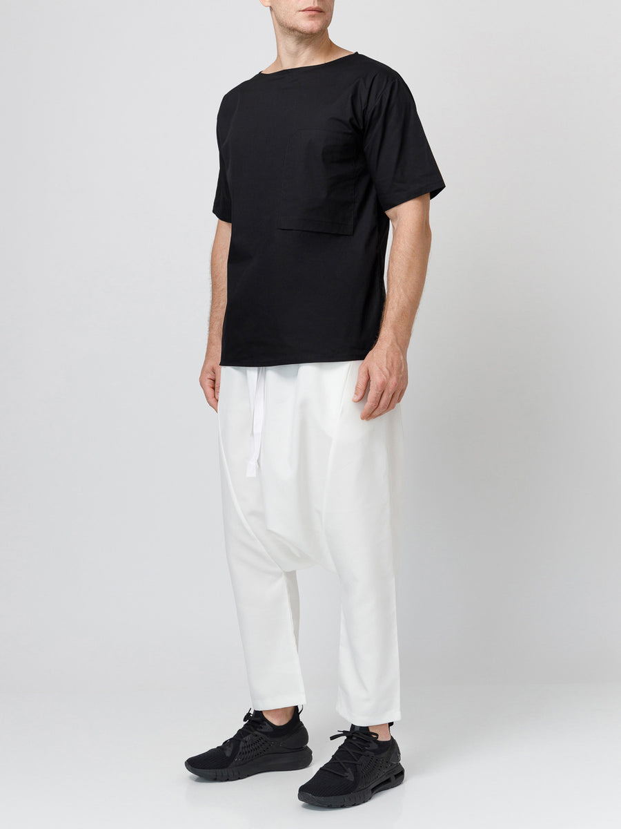 White Drop Crotch TrousersDetails: White drop crotch cotton blend trou ...